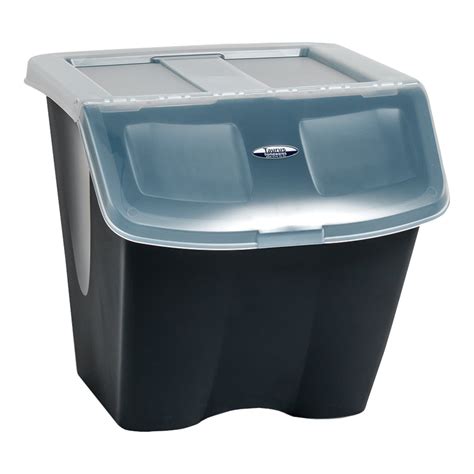 Stackable Waste Recycle Bin Front Load Lid Dry Pet Food Storage