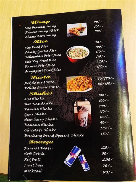 Menu At The Breaking Bread Restro Café Lucknow