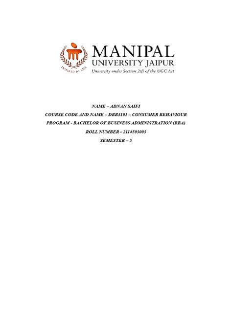 consumer behaviour assignment pdf id consumer behaviour
