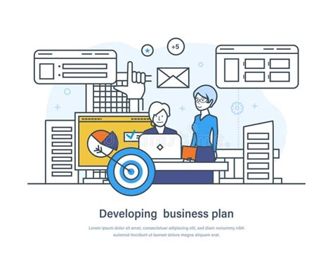 Developing Business Plan Strategy And Time Management Banner Office People Planning Business