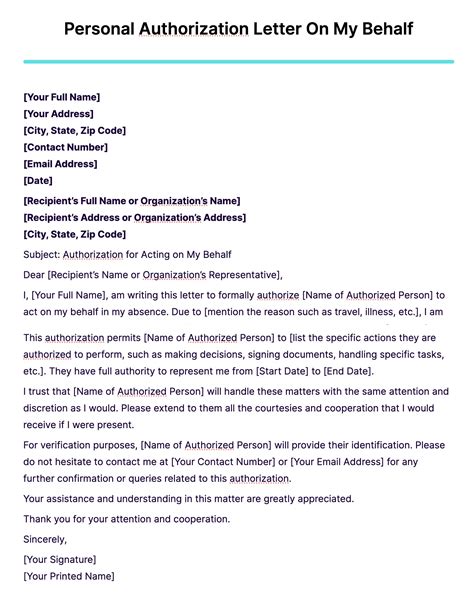 Personal Authorization Letter Sample