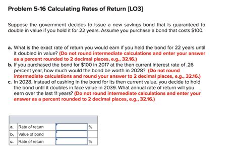 Solved Problem 5 16 Calculating Rates Of Return LO3 Chegg Com