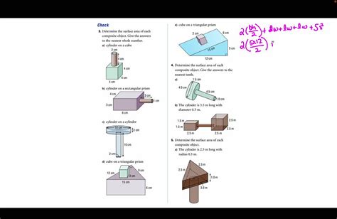 Solved Check 3 Determine The Surface Area Of Each Composite Object Give The Answers The