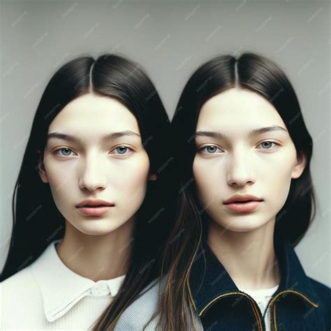 Premium Ai Image Generative Ai Portrait Two Women Twins Sisters Posing