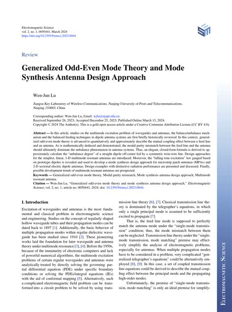 PDF Generalized Odd Even Mode Theory And Mode Synthesis Antenna Design Approach