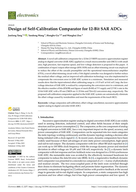 Pdf Design Of Self Calibration Comparator For 12 Bit Sar Adcs