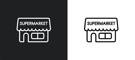 슈퍼마켓 윤곽선은 흰색과 검은색으로 표시됩니다 슈퍼마켓 플랫 벡터 아이콘은 웹 모바일 앱 및 Ui를 위한 City Elements 컬렉션에서 제공합니다 가격에 대한 스톡