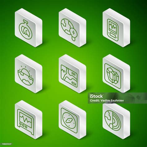 지구 코어 구조 지각 나침반 광물 전시회 암석 지형도 지구 행성 전구 지진계 및 보석 돌 아이콘을 설정합니다 벡터 0명에 대한 스톡 벡터 아트 및 기타 이미지 Istock