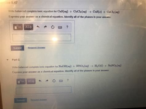 solved part a write balanced complete ionic equation for