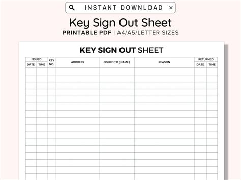Office Key Log Template