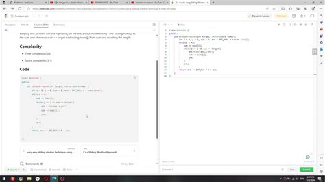 C Leetcode 209 Minimum Size Subarray Sum Short Code Youtube