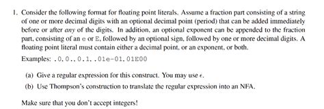 Consider The Following Format For Floating Point Chegg
