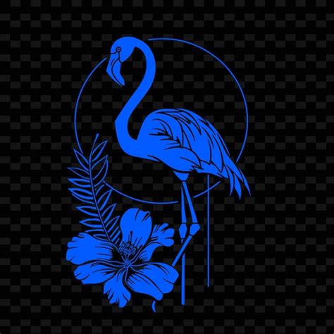 Premium Psd A Blue Flamingo With A Flower In The Middle
