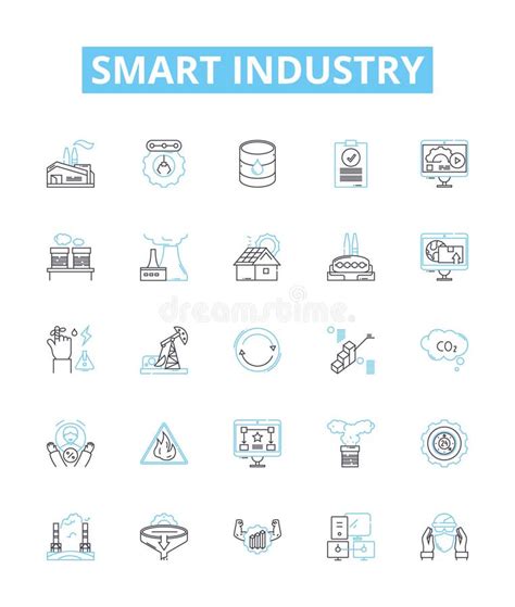 Smart Industry Vector Line Icons Set Industry 40 Digitalization Ai