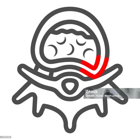 사이티카 라인 아이콘 인간 질병 개념 흰색 배경에 신경통 허리 통증 기호 모바일 개념 및 웹 디자인을위한 윤곽 스타일 디스크 염증 아이콘 벡터 그래픽 건강 진단에 대한 스톡