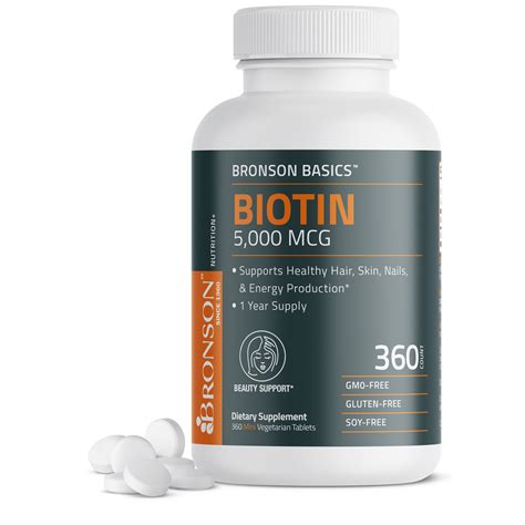 Biotin 5000 Mcg 360 Tablets Bronsonlabs