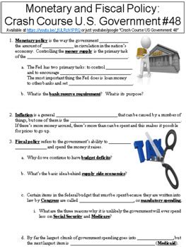 Crash Course U S Government 48 Monetary And Fiscal Policy Worksheet