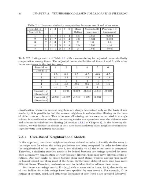 User Based Neighborhood Models Pdf Prediction Applied Mathematics