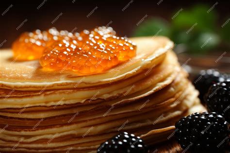 Premium Photo Delightful Homemade Traditional Russian Blini Stuffed