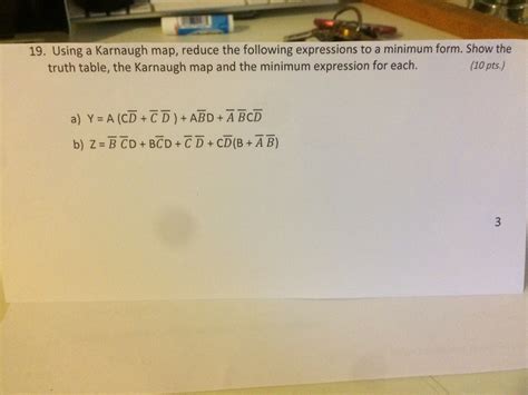 Solved 19 Using A Karnaugh Map Reduce The Following