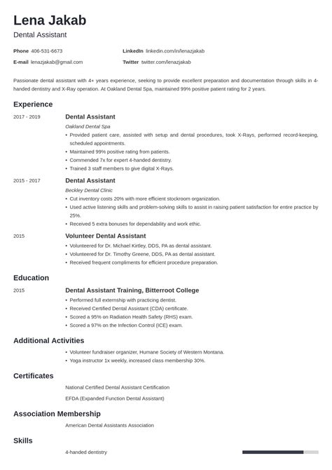 Objective For Resume Dental Assistant
