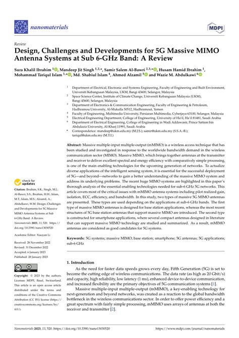 Pdf Design Challenges And Developments For 5g Massive Mimo Antenna Systems At Sub 6 Ghz Band