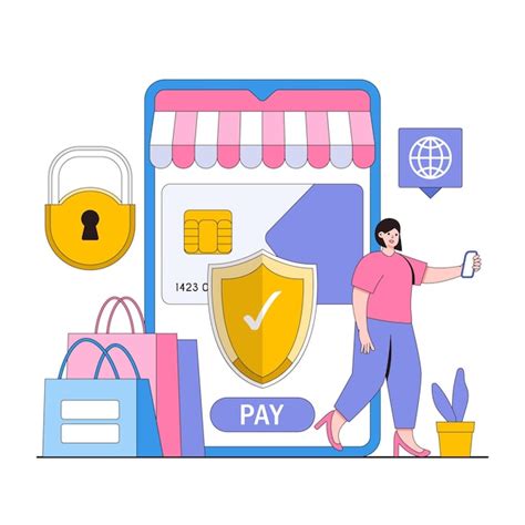 premium vector online shopping security vector illustration concept with characters secure