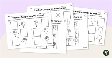 Comparing Visual Fractions Worksheet For 3rd 4th Grade Lesson Worksheets Library