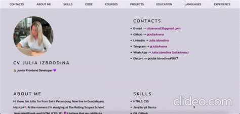 julia izbrodina on linkedin css html cv project