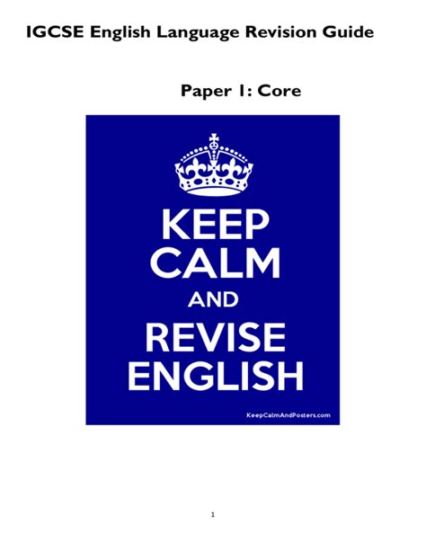 Igcse English Language Revision Guide Paper 1