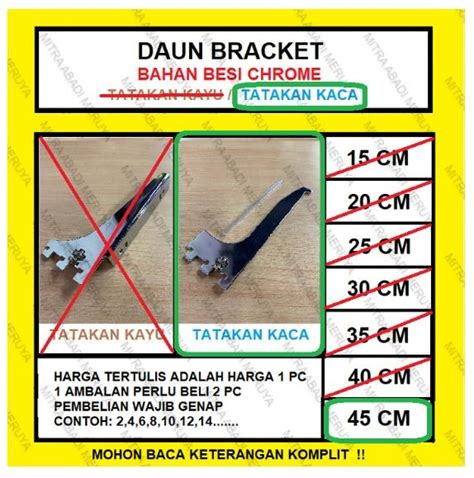 Jual Daun Bracket Kaca 45 Cm Penyangga Display Kaca Ambalan Kota