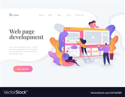 Web Development Landing Page Template Royalty Free Vector