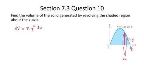 Solved In Exercises 7 10 Find The Volume Of The Solid Generated By Revolving The Shaded Region