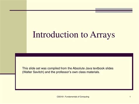 PPT Introduction To Arrays PowerPoint Presentation Free Download ID