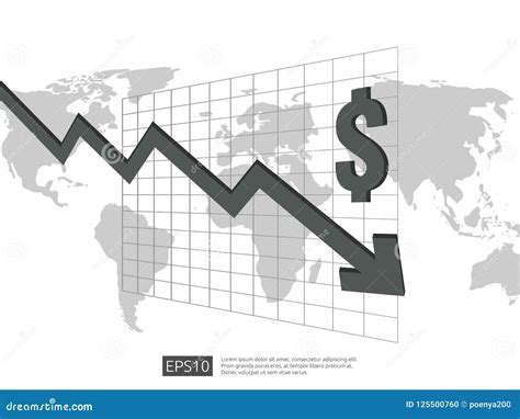 Dollar Money Fall Down Symbol With White Background Arrow Decrease Economy Stretching Rising