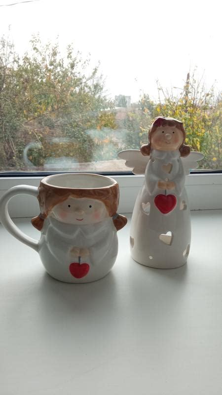 Свічник і чашка керамічний набір янголи — ціна 600 грн у каталозі Свічники Купити товари для