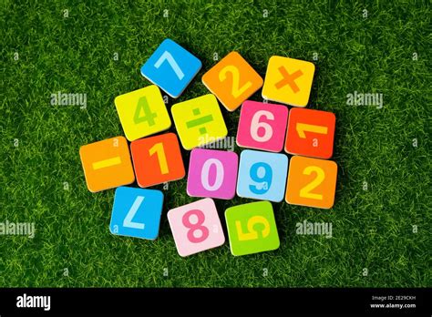 Math Number Colorful On Grass Background Education Study Mathematics Learning Teach Concept