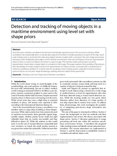 Pdf Detection And Tracking Of Moving Objects In A Maritime Environment Using Level Set With