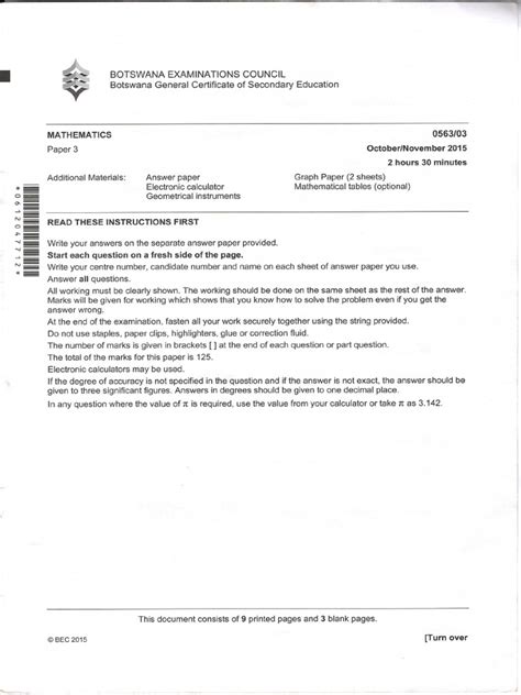 Bgcse Maths 2015 Pdf