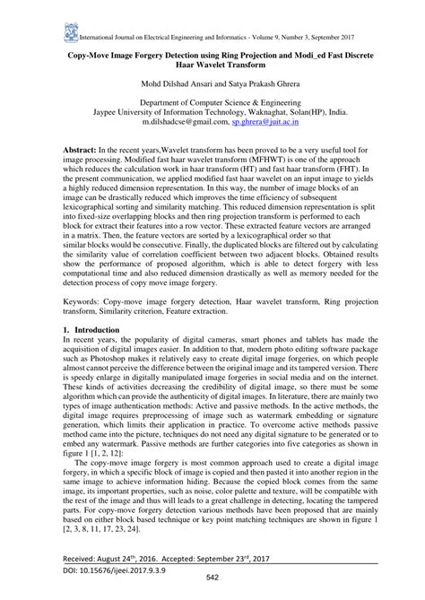 Pdf Copy Move Image Forgery Detection Using Ring Projection And