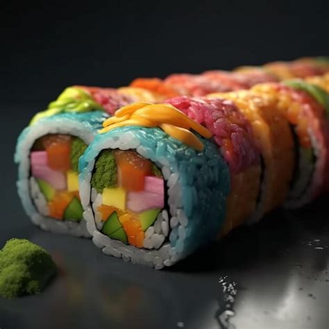 Premium Ai Image Colorful Sushi Roll Vibrant And Appealing