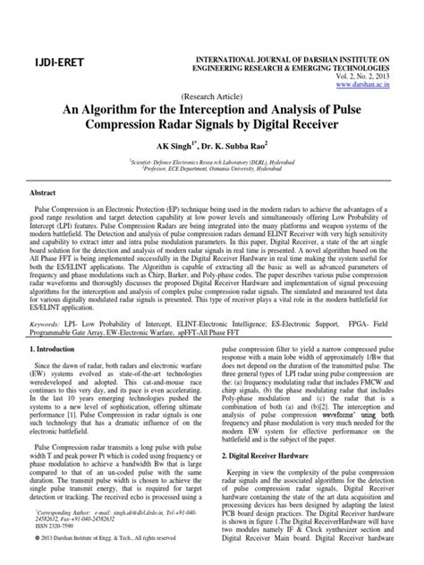 an algorithm for the interception and analysis of pulse compression
