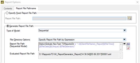 Individual Report Path With Defined File Name From The Report Settings In Testsand 2012 Ni