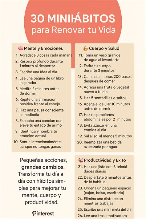 30 Minihábitos Para Renovar Tu Vida Pequeñas Acciones Grandes Cambios