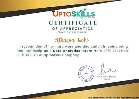 Data Analysis Internship At Uptoskills Atharva Joshi Posted On The Topic Linkedin