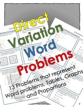 Direct Variation Word Problems Graphs Tables By Pi S House TPT