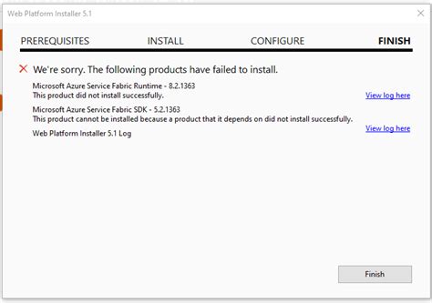 C Unable To Install Service Fabric Runtime Stack Overflow
