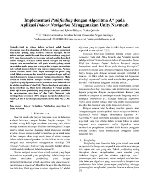 Implementasi Pathfinding Dengan Algoritma A Pada Aplikasi Indoor
