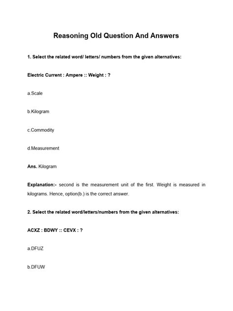 Reasoning Sample Questions Pdf