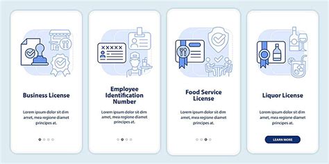 Restaurant Business Licenses Onboarding Mobile App Screen App Menu Liquor Vector App Menu